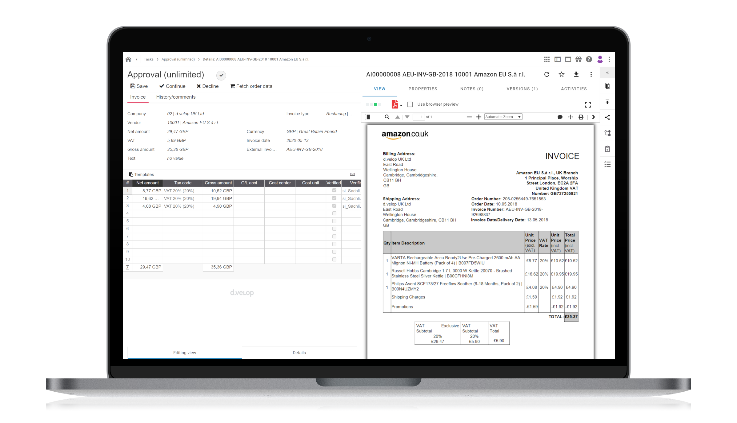 d.velop invoices | d.velop store